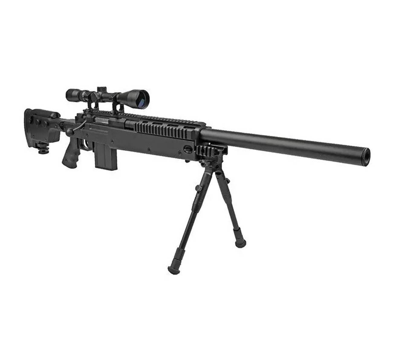 Well - MB4406D Springer Airsoft Sniper med Kikkertsikte og Tofot - Game ...